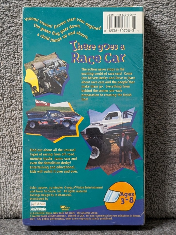 THERE GOES A RACE CAR - SEALED 1995 VHS - CHILDRENS (AGES 3-8 ...