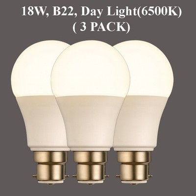 18W LED Light Bulb (3 Pack) Bayonet Light B22, Day Light (6500K ...