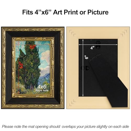 Vintage 4x6 Picture Frame, Ornate Antique 4x6 - 1 pack Antique Gold ...