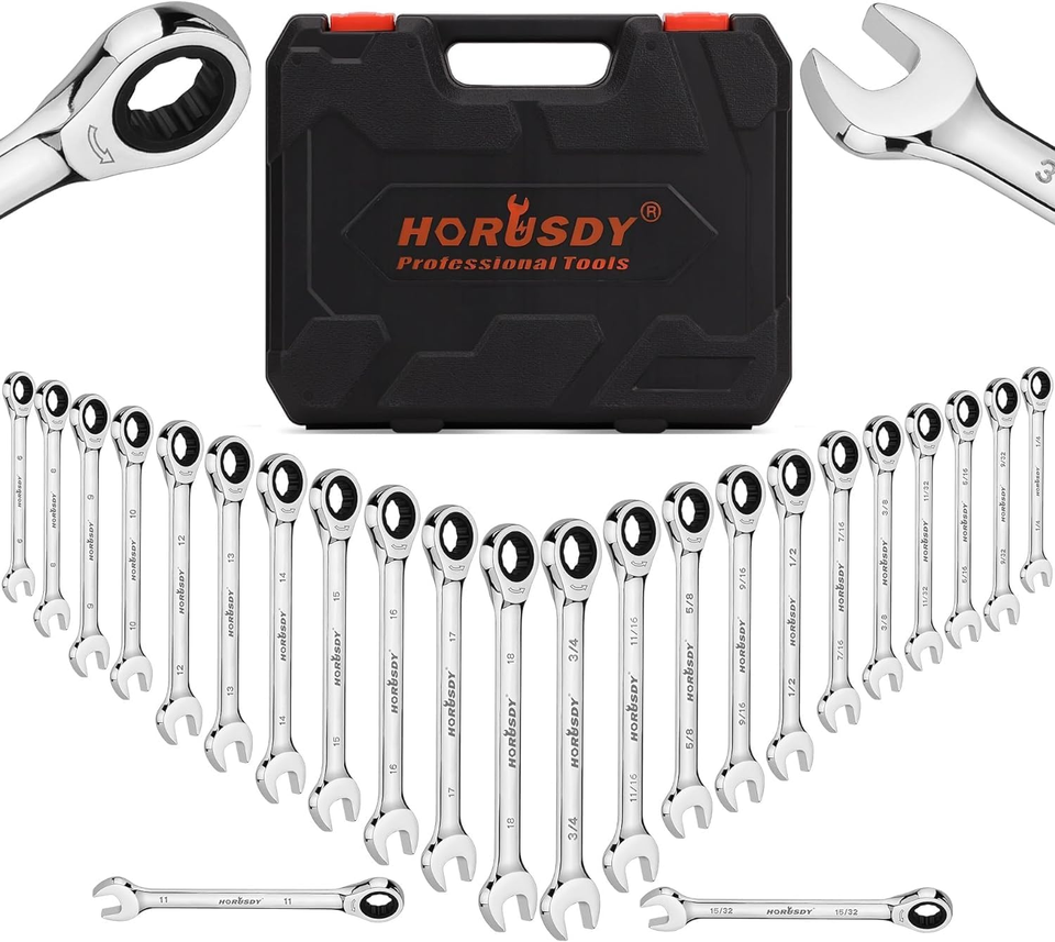 24-Piece Ratchet Spanner Set | Metric and SAE | Ratcheting Spanners ...