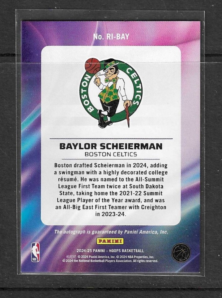NBA Hoops 2024-25 BAYLOR SCHIERMAN RC auto ROOKIE INK low reserve! | eBay
