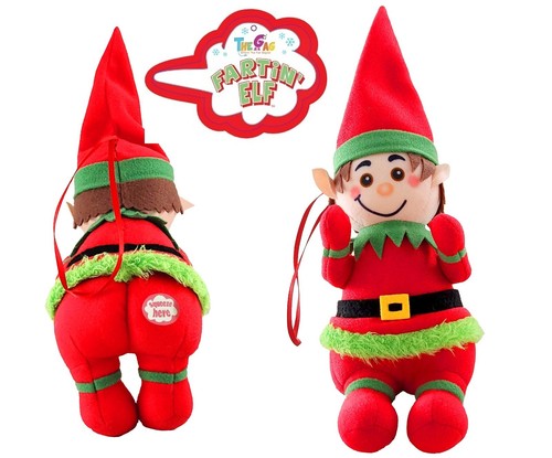Farting Elf 8 Inch Christmas Tree Ornament-Deck the Halls-Funny Gag ...