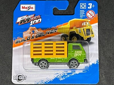 Maisto FRESH METAL 100 Collection Build & Deliver Green Cargo Box Truck ...