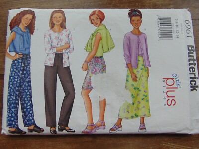 Butterick 6961 Girls PLUS Separates Pull on Pants Skirt Sizes 7-14 New ...