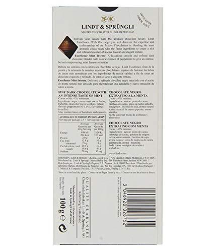 Lindt Excellence Mint Intense Chocolate Dark Chocolate Chocolate 100 gm ...