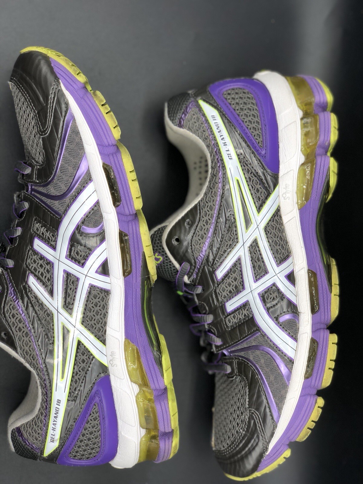 Asics Gel Kayano 18 Running Shoes Women's Sz 10- T2C9N - Gray / Purple ...