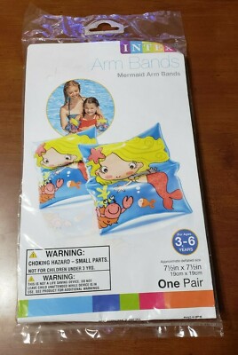 INTEX Mermaid Floating Arm Bands Water Wings 7.5" X 7.5" Ages 3-6 Years ...