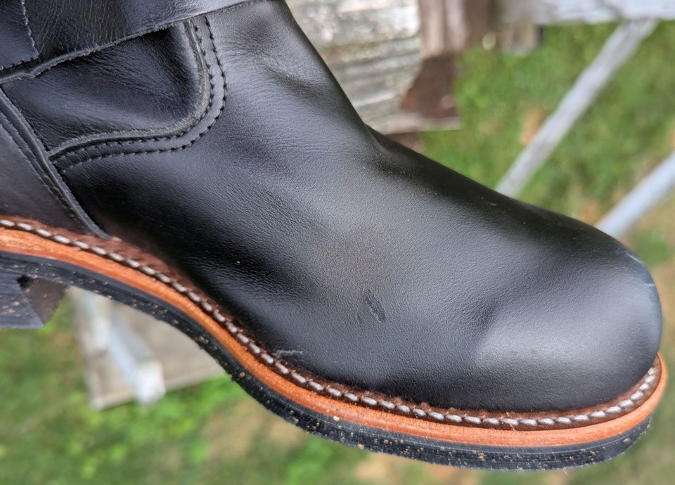 NOS CHIPPEWA MADE IN USA BLACK WHIRLWIND LEATHER PULL ON ENGINEER BOOTS ...