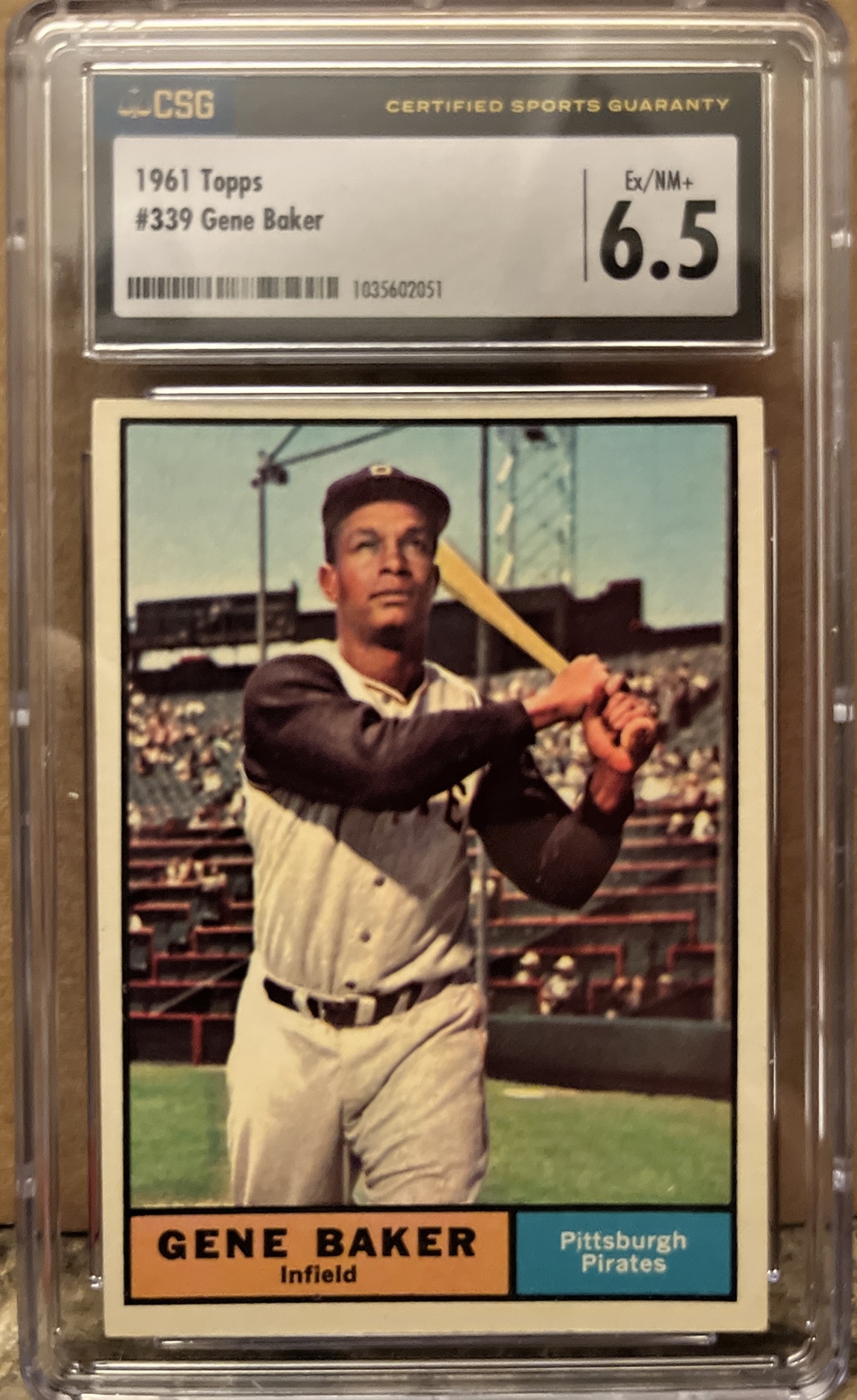 1961 Topps SETBREAK #339 Gene Baker Pittsburgh Pirates CSG 7.5 Ex/NM+ ...