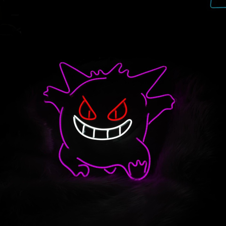 Gengar Neon Sign, Gengar Anime Bedroom Wall Decor, Pokemon Neon Sign ...