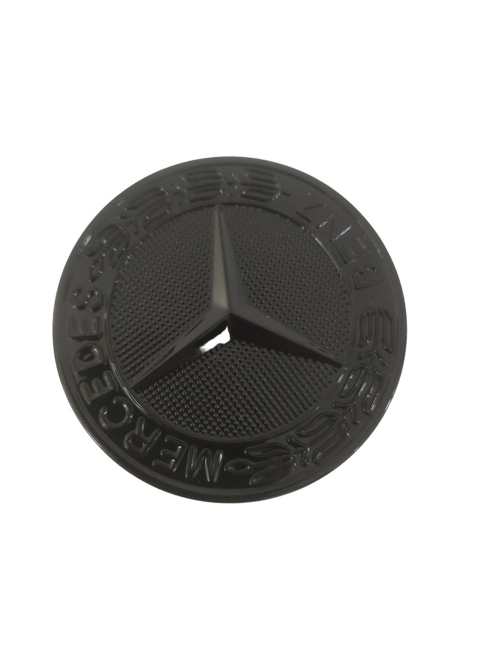 Front Mercedes Benz Hood Emblem Matte Black Flat Laurel Wreath Adhesive ...