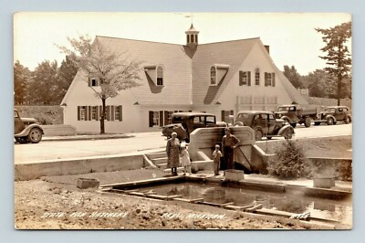 PARIS MICHIGAN NICE VIEW OF OLD CARS AT STATE FISH HATCHERY RPPC ...