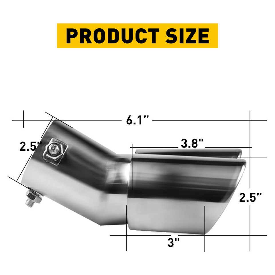 2.5" UNIVERSAL SPORT DUAL TWIN EXHAUST PIPES MUFFLER TRIM PIPE TAIL TIP ...