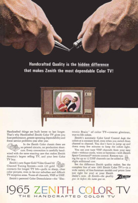 1965 Zenith Color TV: Handcrafted Quality Vintage Print Ad | eBay