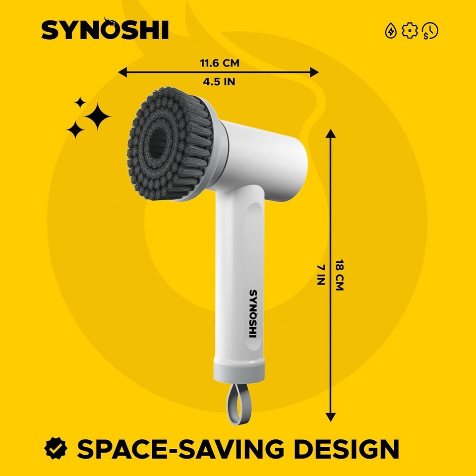 Synoshi Power Spin Scrubber-Cordless Electric Cleaning Brush, 3 Heads ...