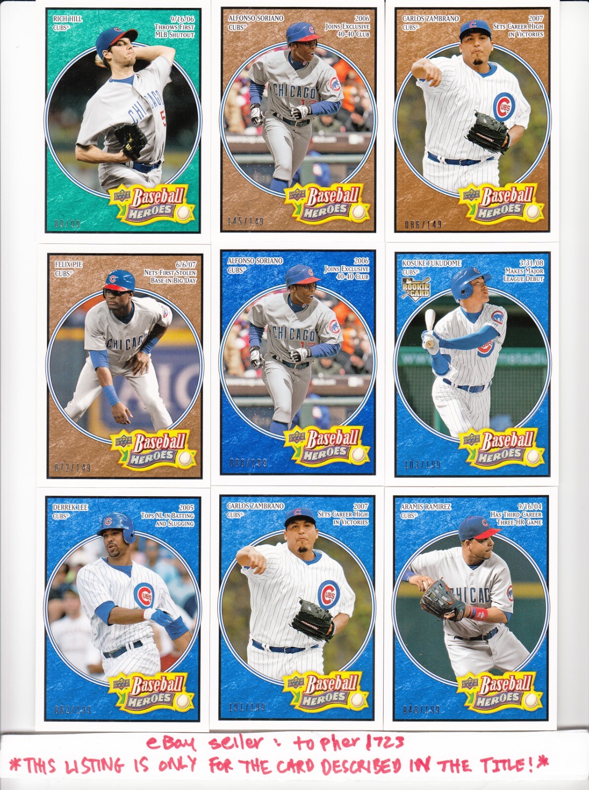 2008 Upper Deck Baseball Heroes - Alfonso Soriano #36 Navy Blue /199 ...