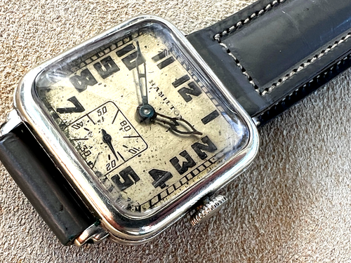 Vintage Hamilton Square Cut Corner rare 14K White Gold filled watch 987 ...