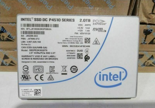 2TB Intel SSD P4510 Series DC NVME U.2 2.5" SSDPE2KX020T8 Solid State Drive | eBay