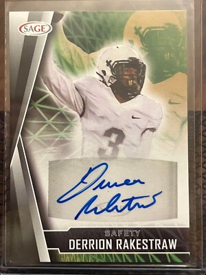 DERRION RAKESTRAW 2022 SAGE ROOKIE AUTO TULANE GREEN WAVE AUTOGRAPH RC ...