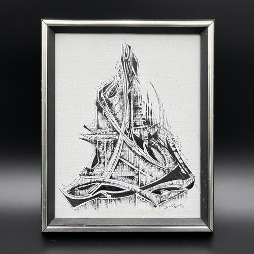 Abstract Framed Artwork 1970s Vintage Sci Fi Art Signed Donna Roach '77 ...