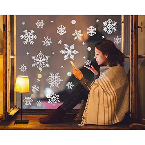 146 Pcs Christmas Sparkly Snowflake Window Clings Holiday Winter ...