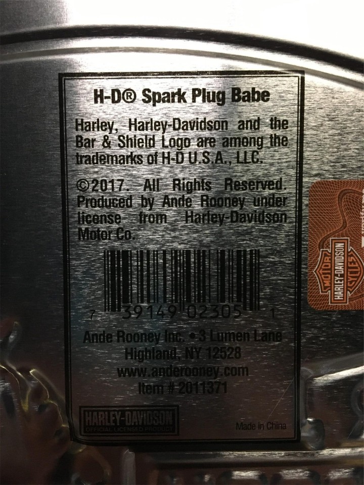 HARLEY DAVIDSON ANDE ROONEY METAL SIGN SPARK PLUG BABE - MAN CAVE ...
