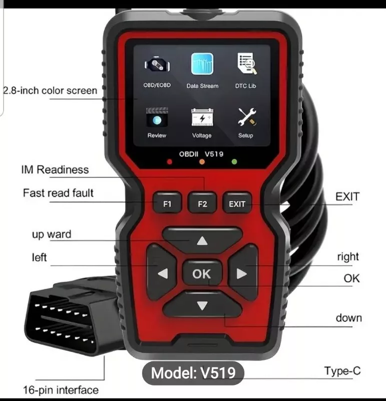2024 V519 OBD2 Scanner Professional Code Read Engine System Car ...