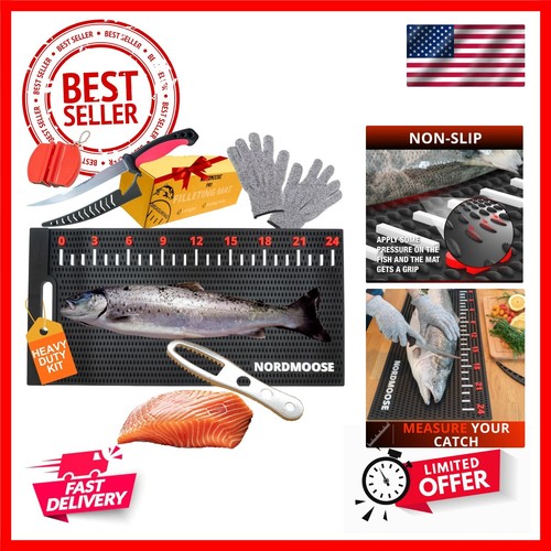 Fish Fillet Mat Kit with Fish Ruler Decal and Fillet Knife, Cutting ...