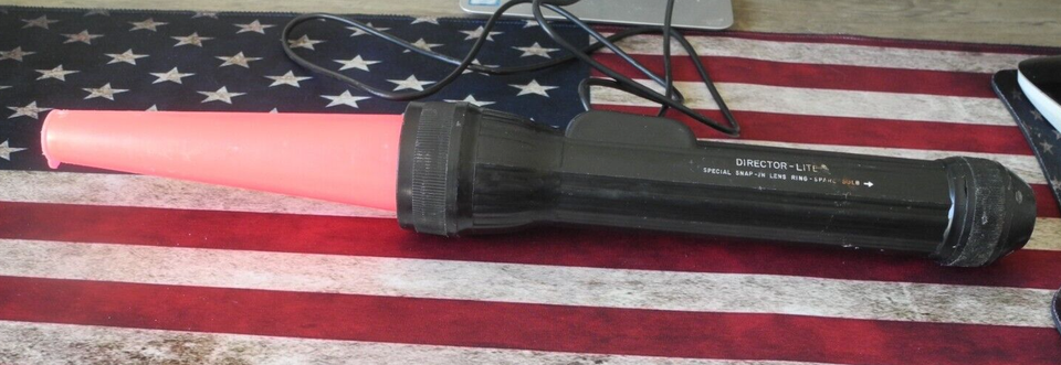 DIRECTOR-LITE 10" 3-D Cell Black Plastic Heavy Duty Flashlight Red ...