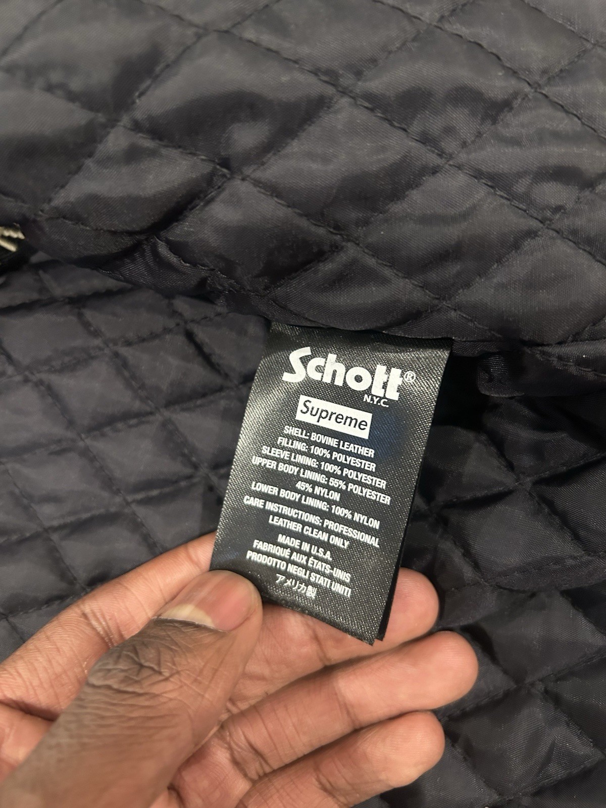 Supreme Schott Leather Racer Jacket FW25. Size L - Gem