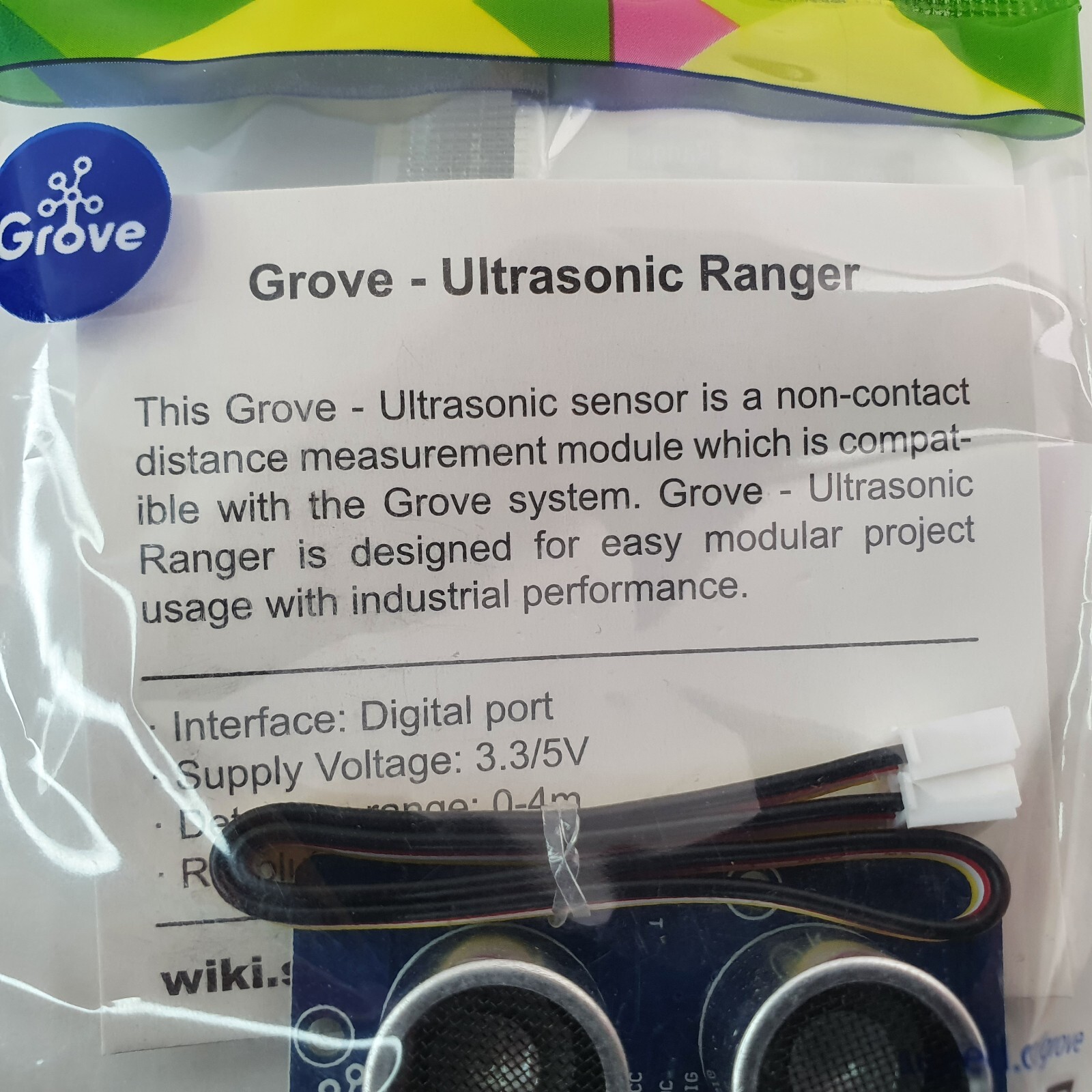 Seeed 101020010 Grove Ultrasonic Ranger Distance Sensor Range 0-4m 3.3 ...
