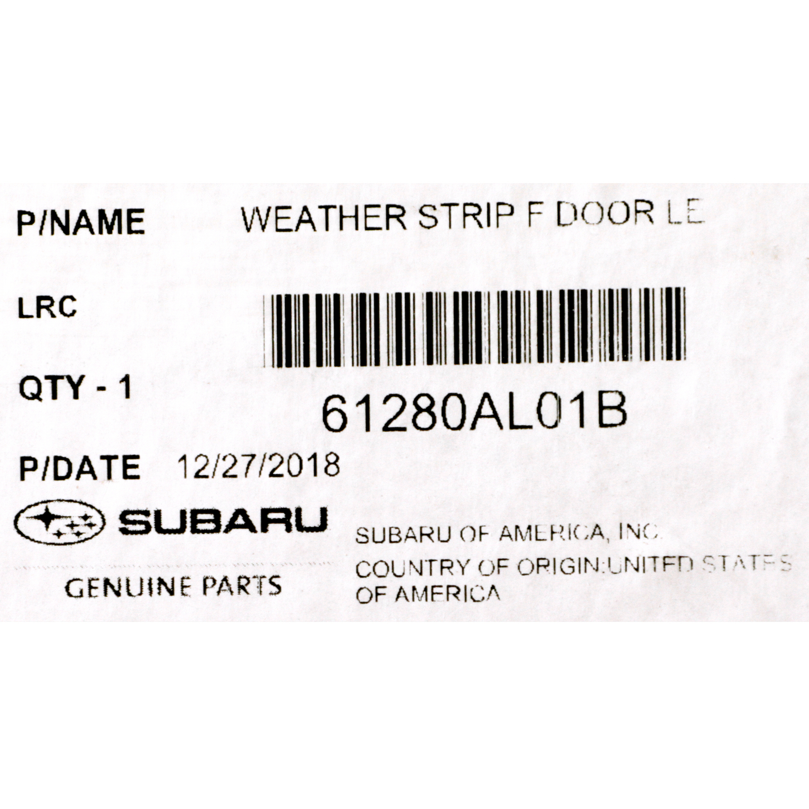 Subaru 61280AL01B Genuine OEM Belt Molding for sale online | eBay