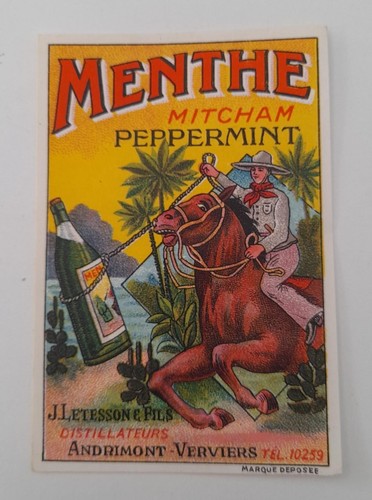MENTHE MITCHAM PEPPERMINT Beverage label ANDRIMONT-VERVIERS | eBay ...