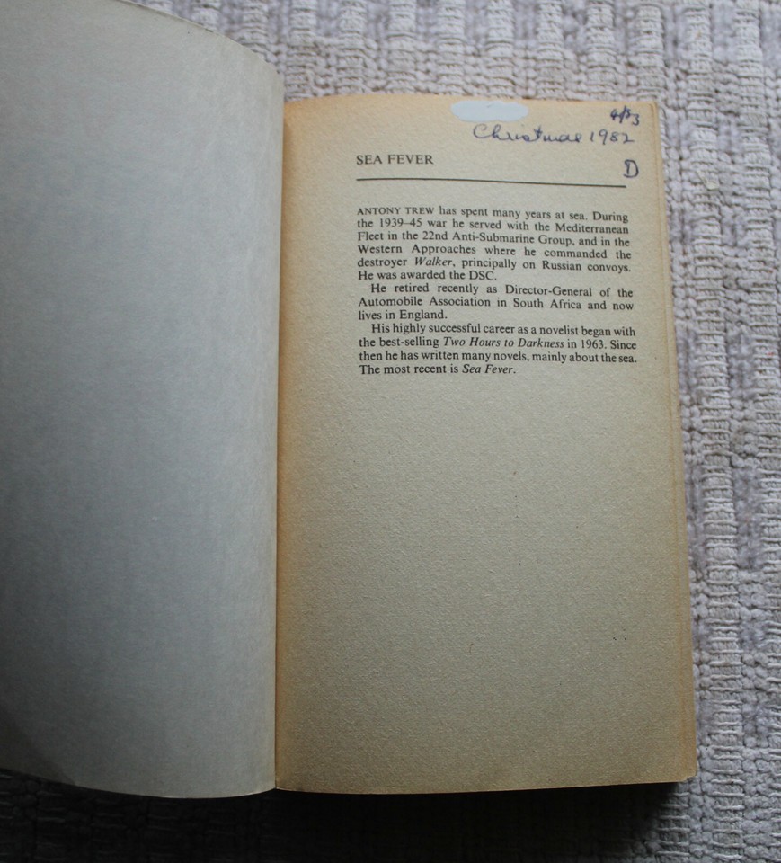 Sea Fever – Antony Trew | Vintage Fontana Paperback 1982 Nautical Novel ...