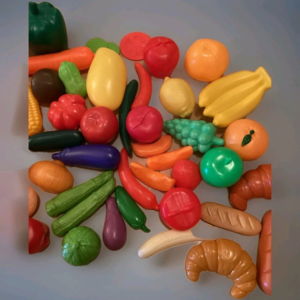 HUGE Pretend Play Food Lot – Kids Toy Fruits, Veggies, Meat, Bread – 50 ...