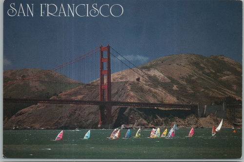 Vintage Postcard Golden Gate Bridge San Francisco Cali. Windsurfing ...