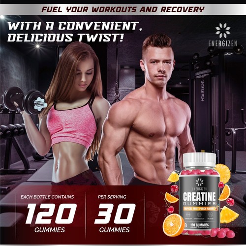 Creatine Monohydrate 5g Gummies for Men & Women Kosher-Halal 120 ...