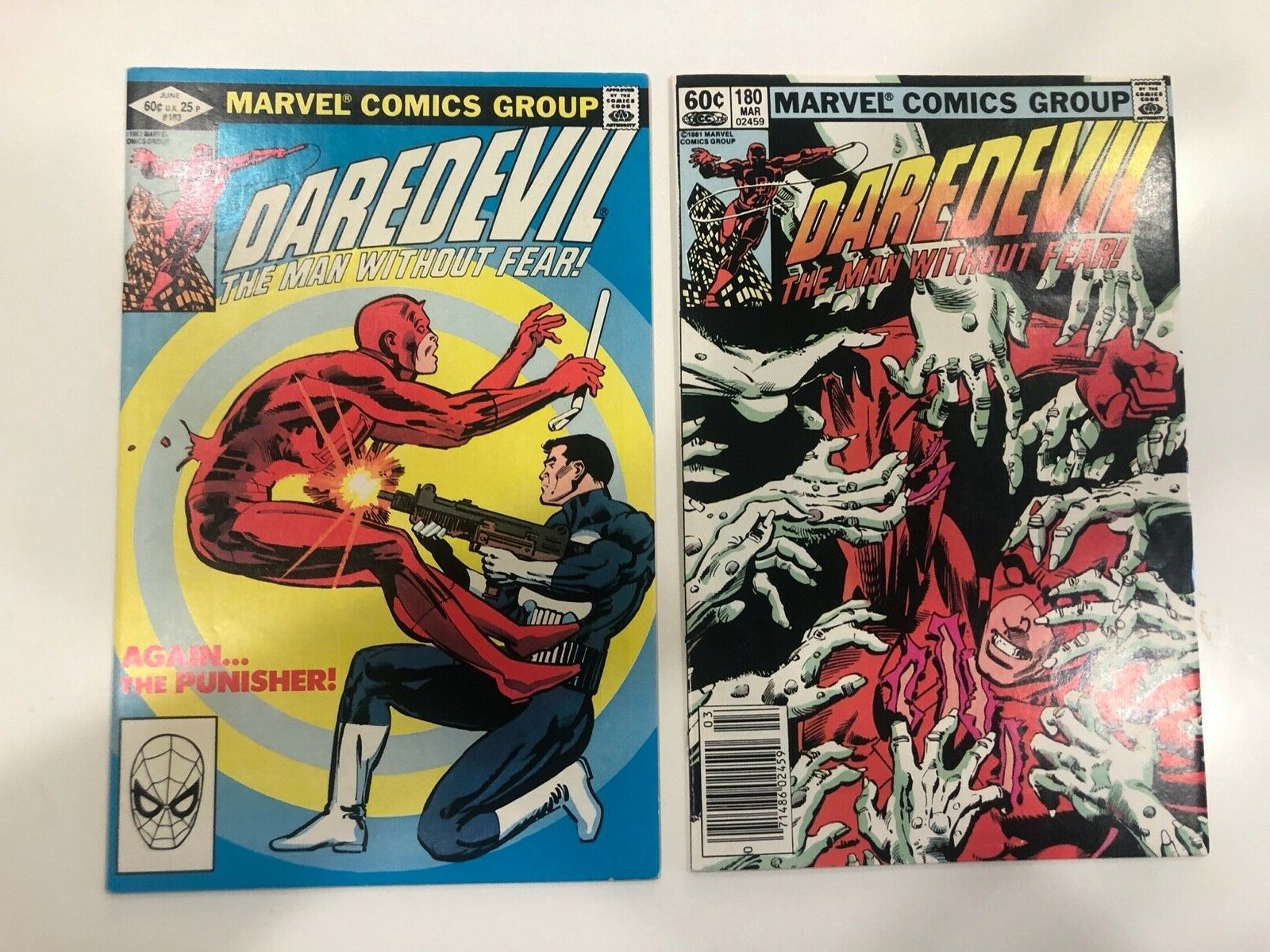 Lot OF DAREDEVIL #180, #183, #185, #187 FRANK MILLER, ELECTRA, PUNISHER ...
