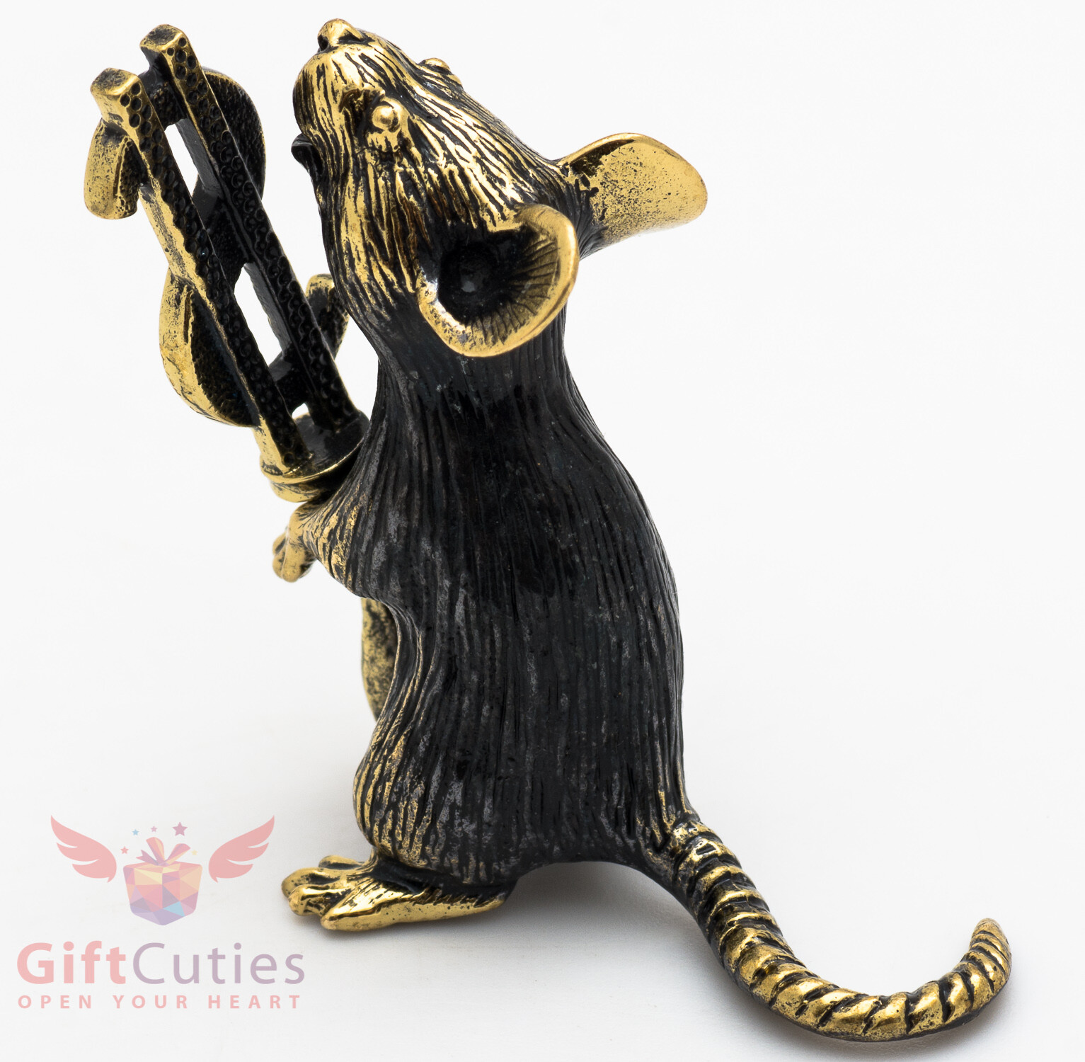 Solid Brass Amber Figurine Mouse Mice with money dollar spoon Talisman ...