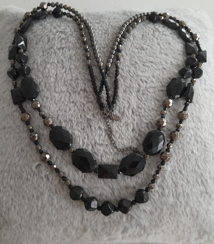 NEXT Black Grey Beaded 2 String Statement Necklace | eBay UK