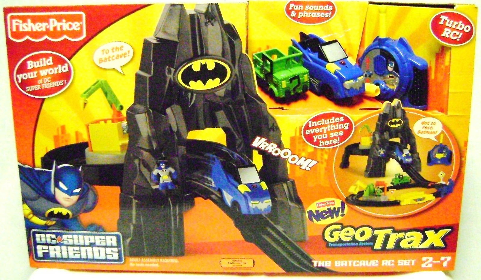 GeoTrax BATCAVE RC SET Fisher Price 00886 Toys Batman Bat Cave NOS NIB ...