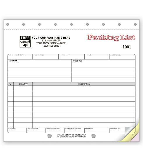 250 Packing List Carbonless Forms Small Format / Nebs/Deluxe No. 127 / ...