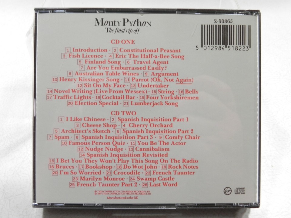 Monty Python - The Final Rip Off - 2 disc CD Set Made in UK | eBay