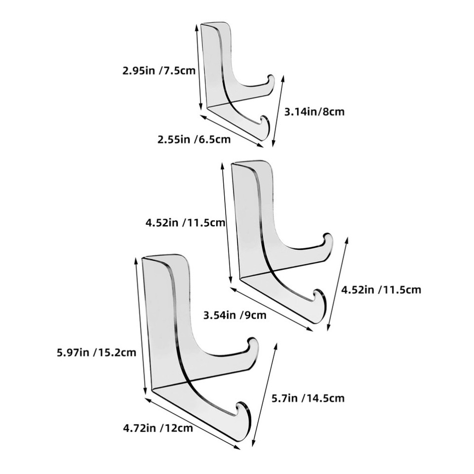3 Pcs Acrylic Display Stand Plate Support Risers Anti-slip Holder Phone ...