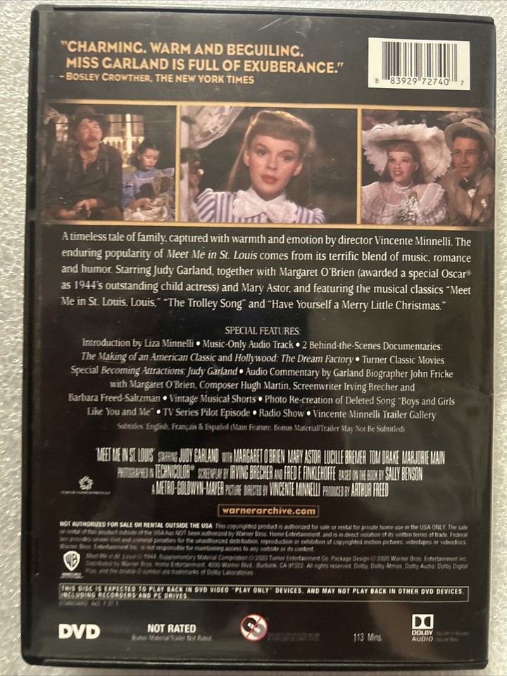 Meet Me in St. Louis (DVD, 1944) Fullscreen Judy Garland 883929727407 ...