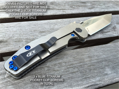 Zero Tolerance ZT0620 630 ZT Knife 3pc Pocket Clip Titanium Screw Set ...