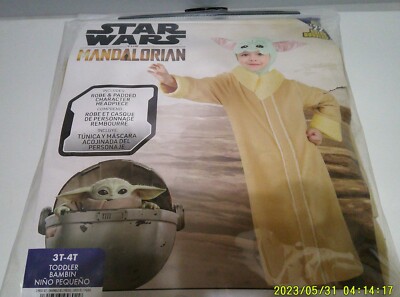 Baby Yoda Star Wars Toddler Grogu Halloween Costume Size 3T-4T Robe ...