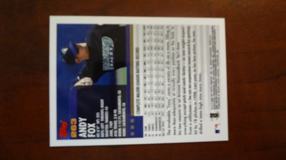 2000 TOPPS # 263 ANDY FOX BASEBALL CARD | eBay