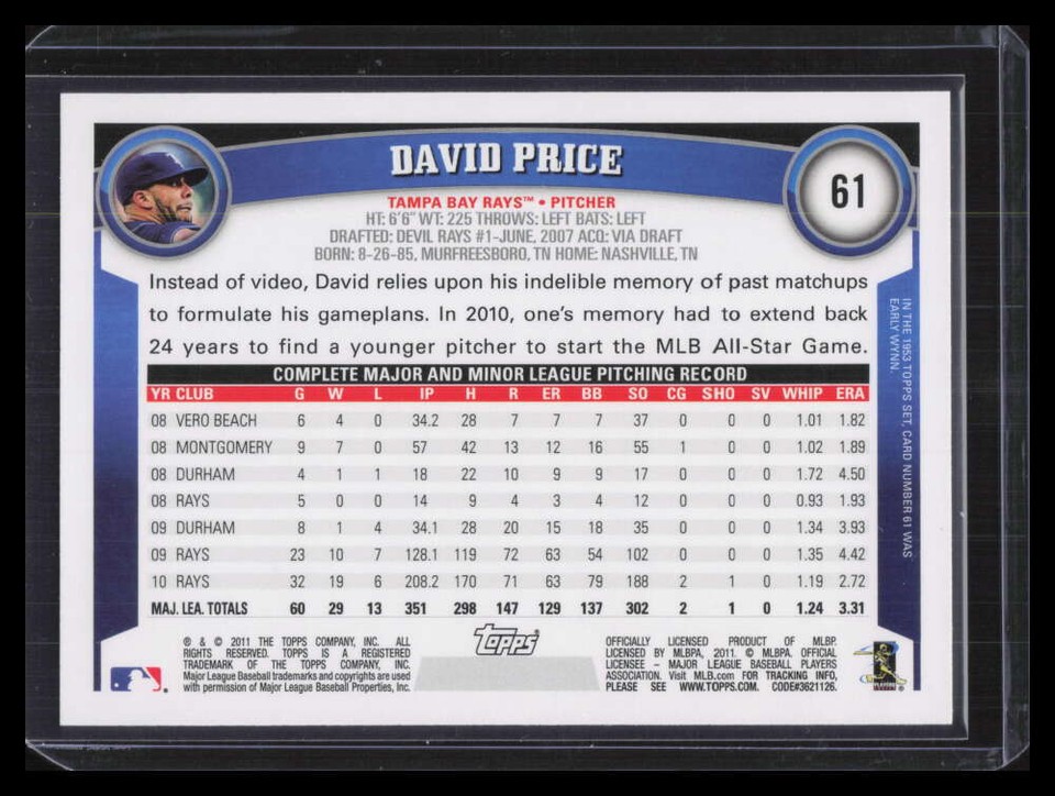 2011 Topps Sparkle 61 David Price | eBay