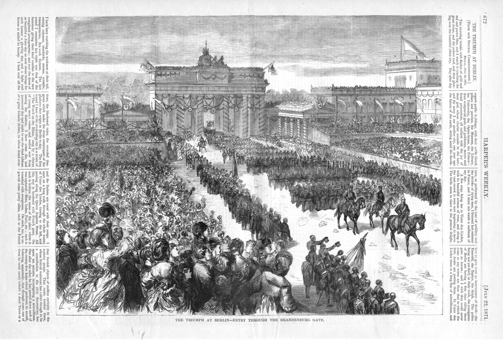 Triumph at Berlin - Entry Through the Brandenburg Gate - 1871 ...